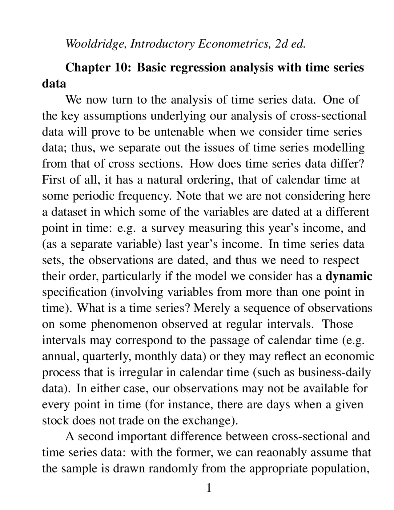 Basic Regression Analysis With Time Series Data Econometric Methods