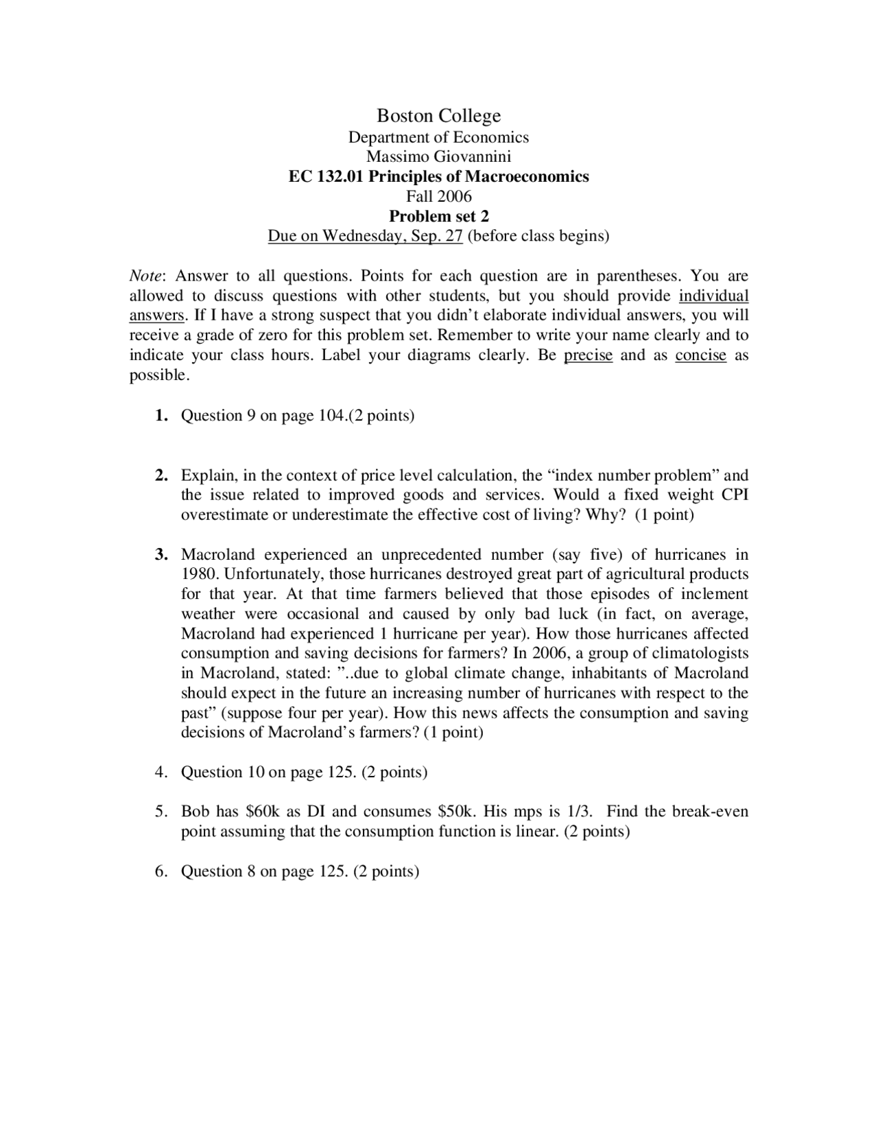 Principles Of Economics Imicroeconomics Problem Set Ii Ec 132