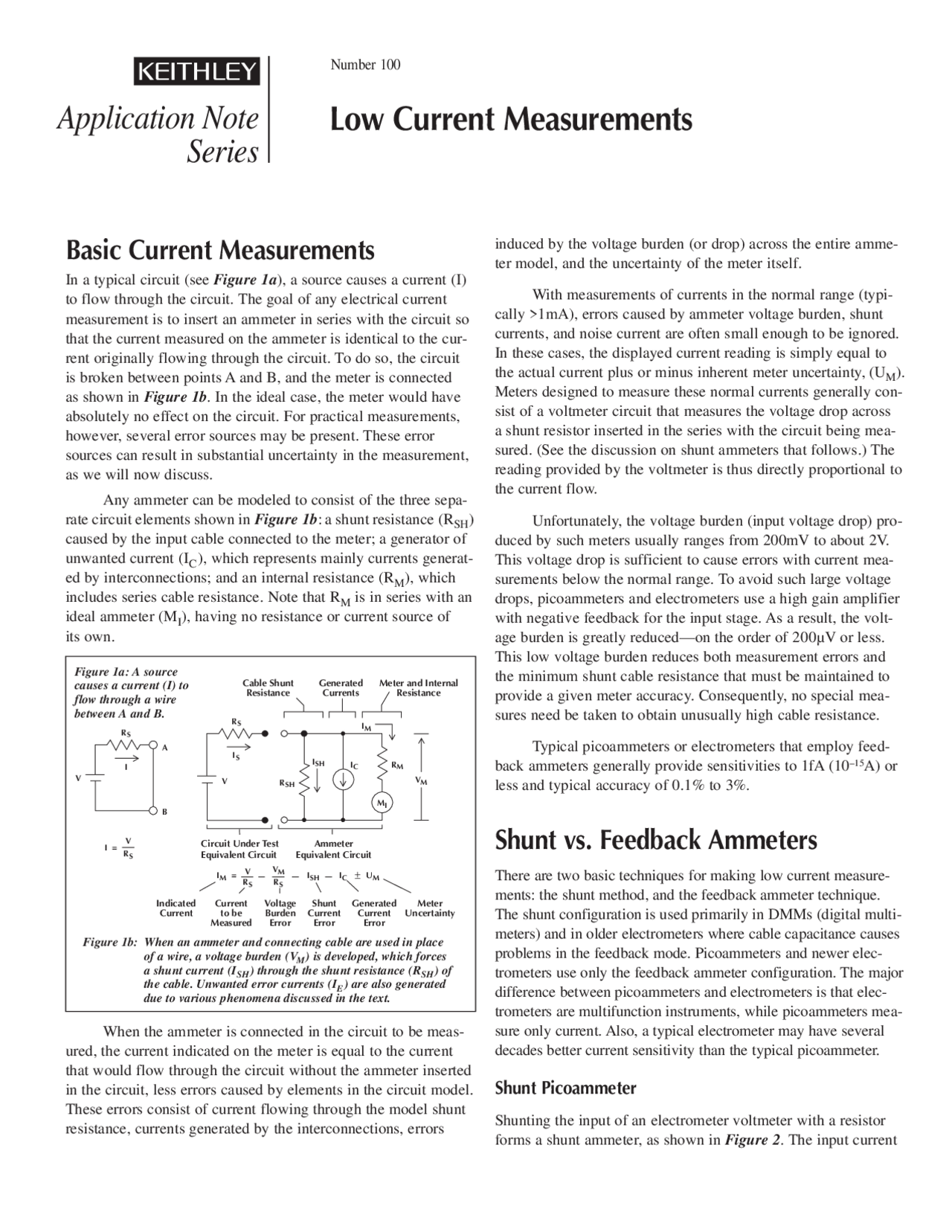 Application Notes Series - Low Current Measurement - Intermediate Lab ...