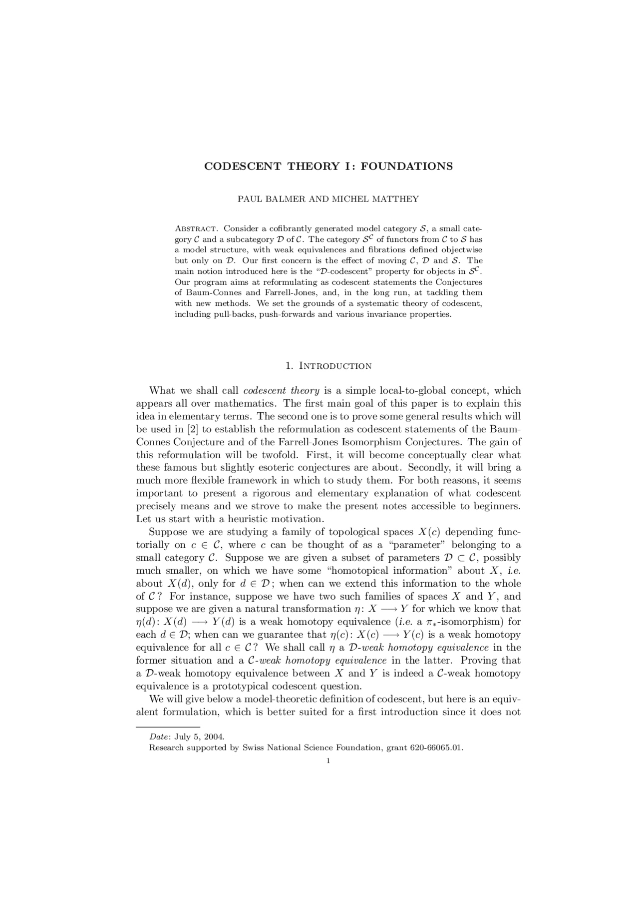 Condescent Theory 1: Foundations - Notes | MATH 0164 | Papers ...