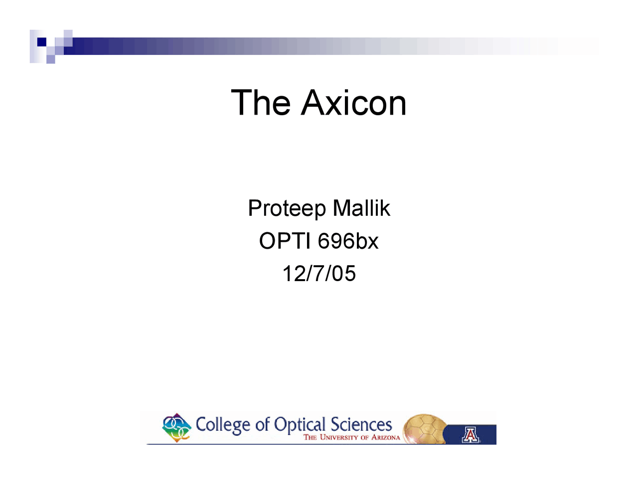 Axicon Optical Alignment Diffraction Free Beam Notes Opti 696d