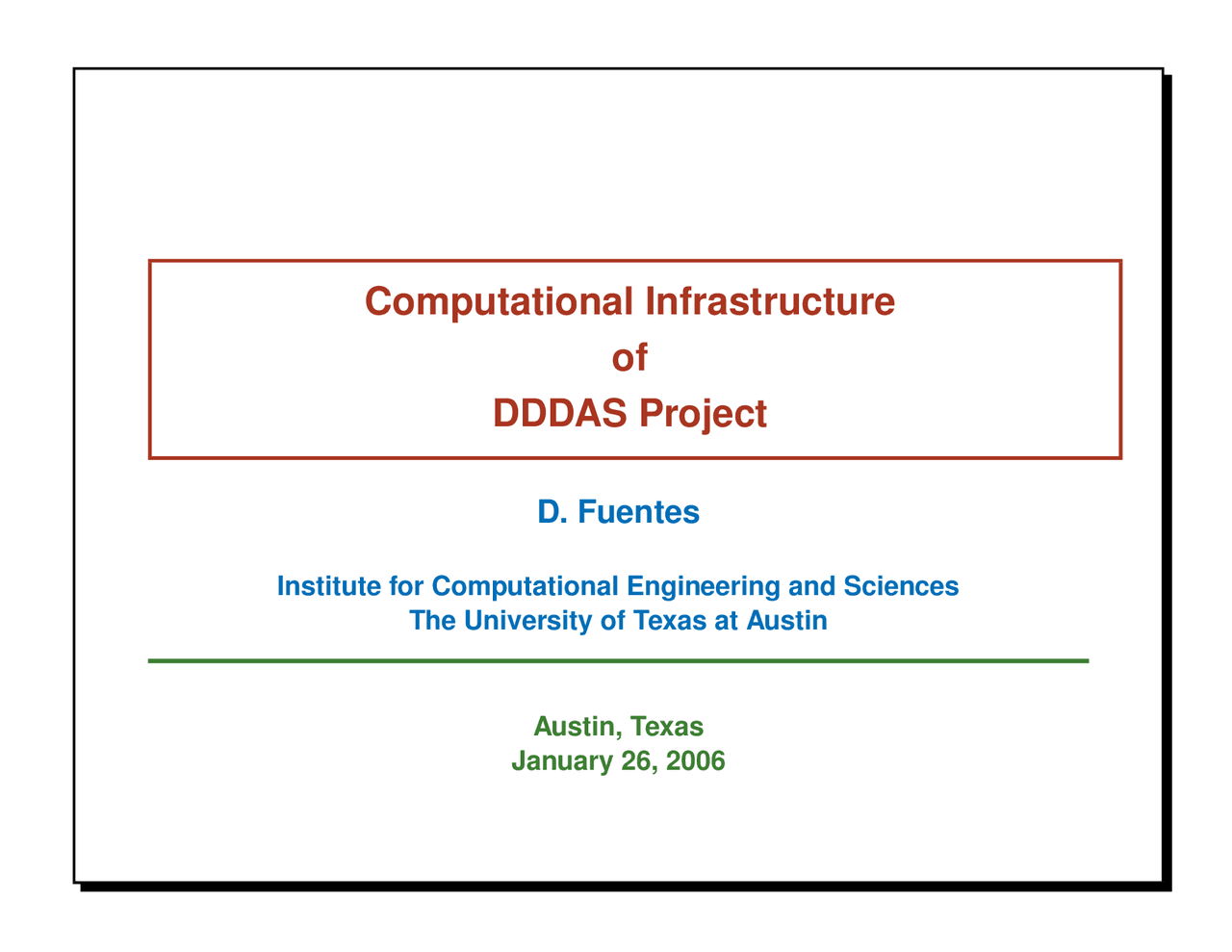 Computational Infrastructure of DDDAS Project | N 1 - Docsity