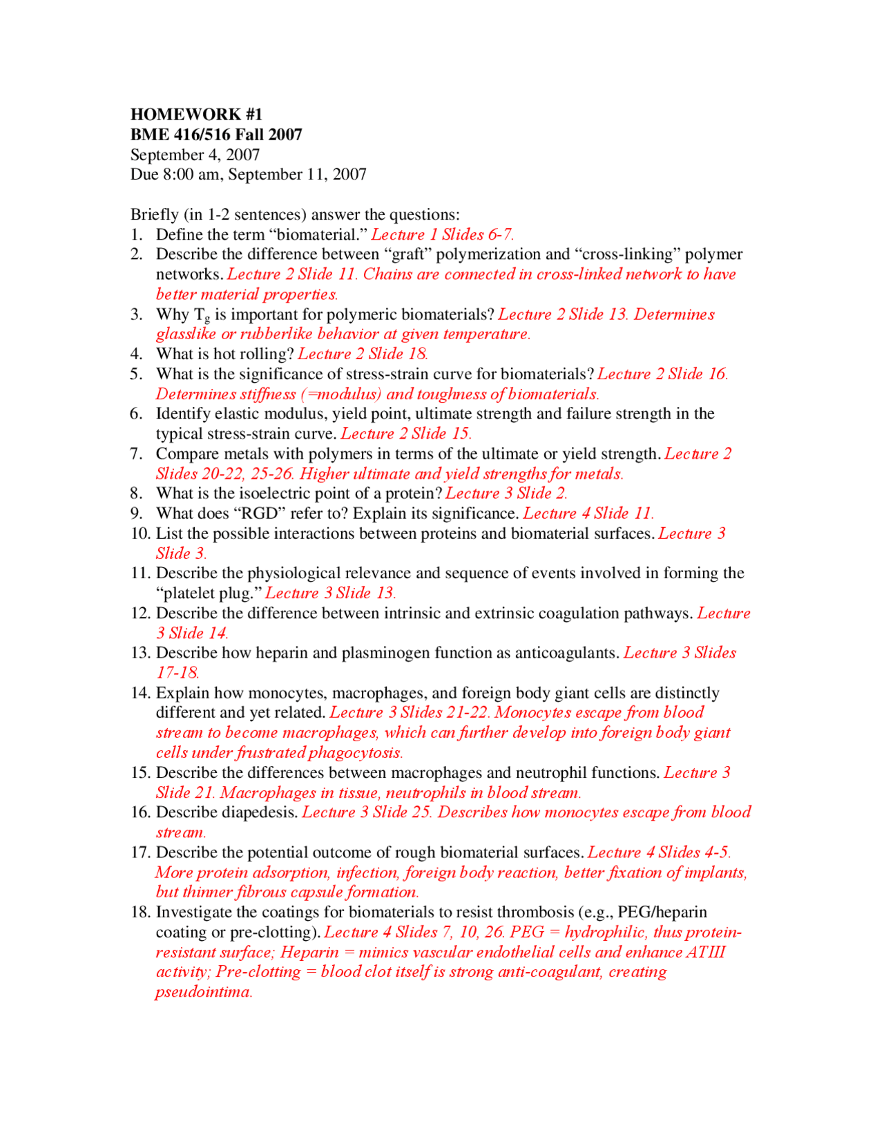 Biomedical Imaging Assignment 1 Questions Bme 416 Docsity