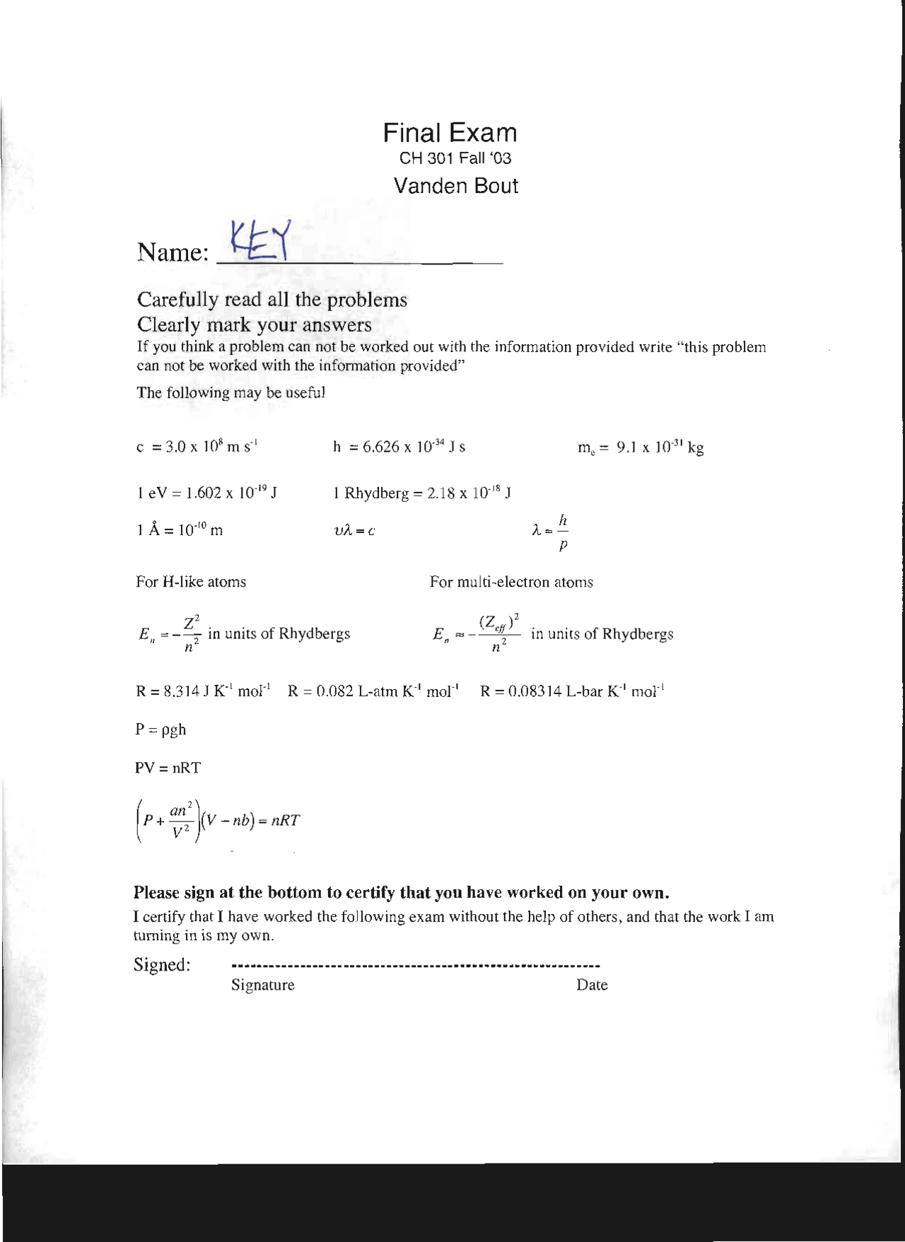 Solved Problems On Multi Electron Atoms And Units Of Rydberg Ch 301