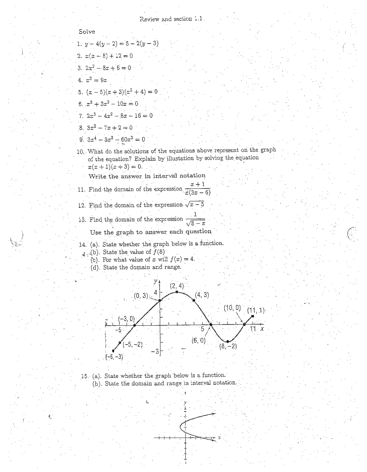 Review For Exam 1 With Solutions College Algebra Mac 1105 Docsity