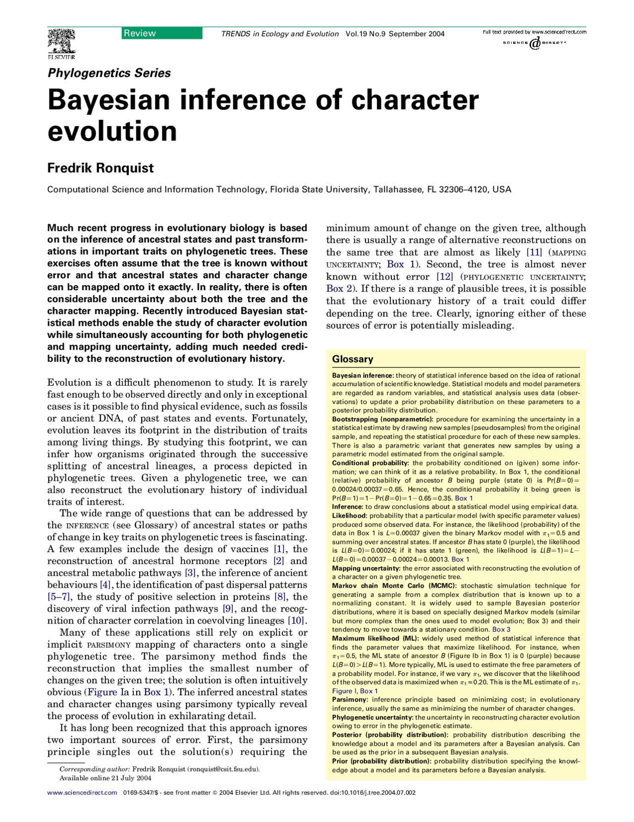 Bayesian Inference of Character Evolution - Polygenetics Series | BIO 386 - Docsity