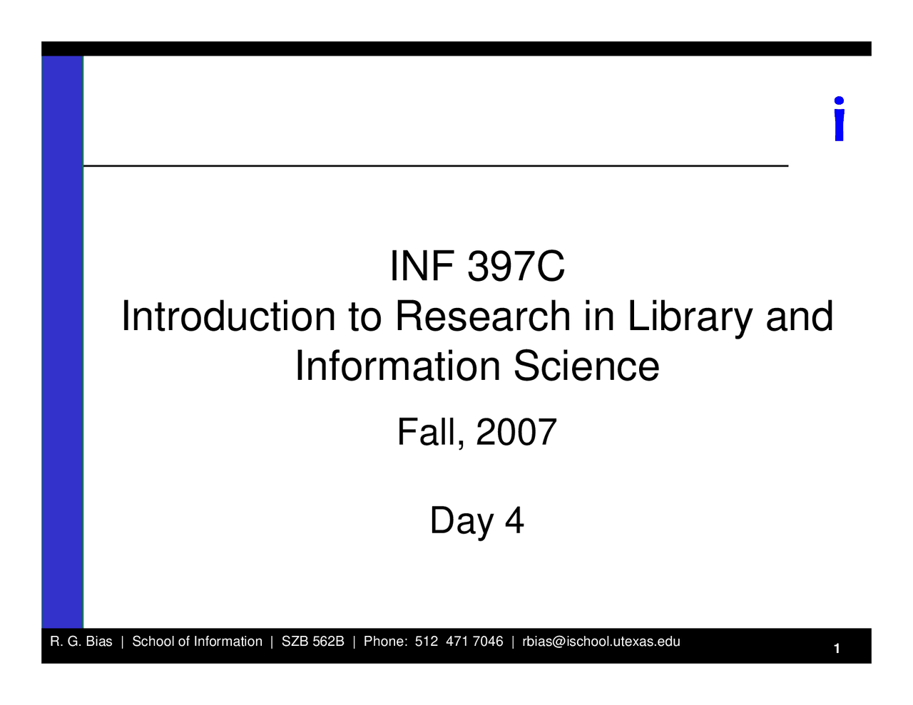 Introduction To Research In Library And Information Science Inf 397
