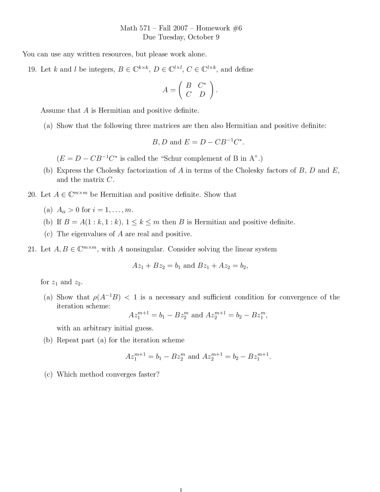 Homework 6 Questions For Numerical Mathematics I Math 571 Docsity