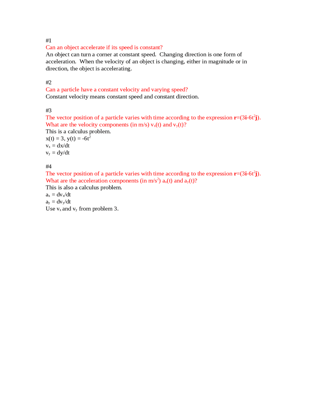 4 Questions Introduction To Physics Science Math Majors I Phys 135