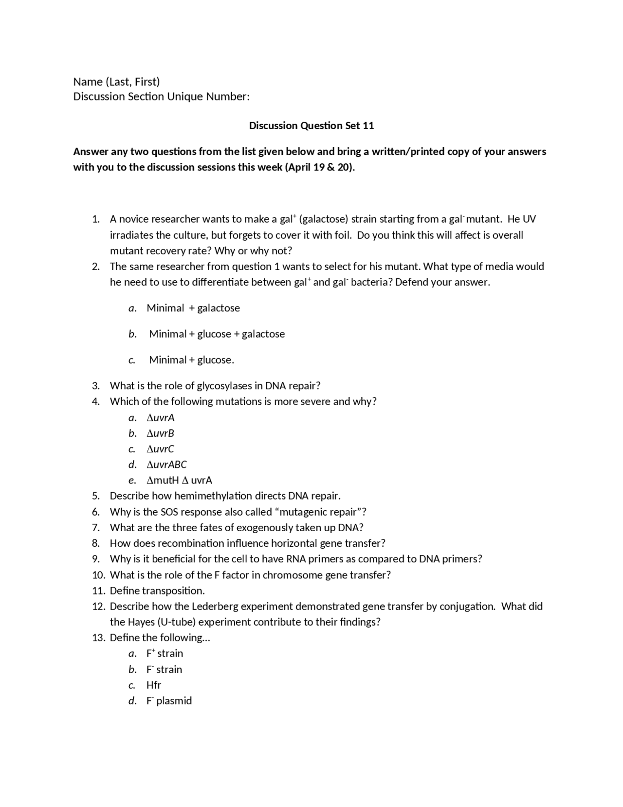 Introduction To Microbiology Discussion Questions Set 11 Bio 226n