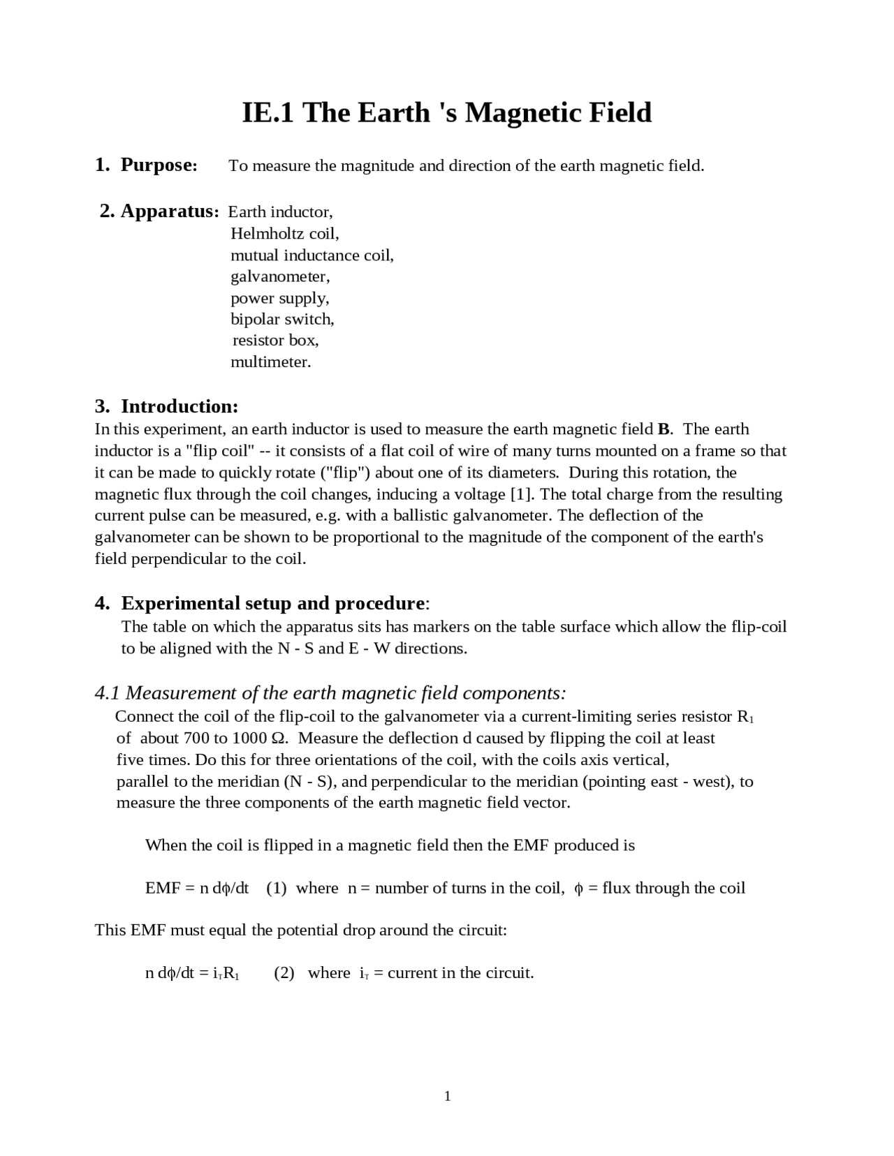The Earths Magnetic Field Lecture Notes Phy 3802l Docsity