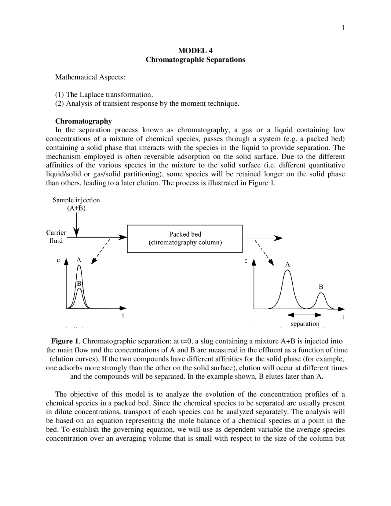 Chromatographic Separations Advanced Engineering Analysis Chee 502