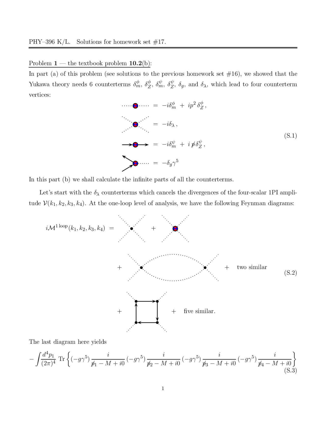 Homework Set 17 Solutions Quantum Field Theory Phy 396k Docsity