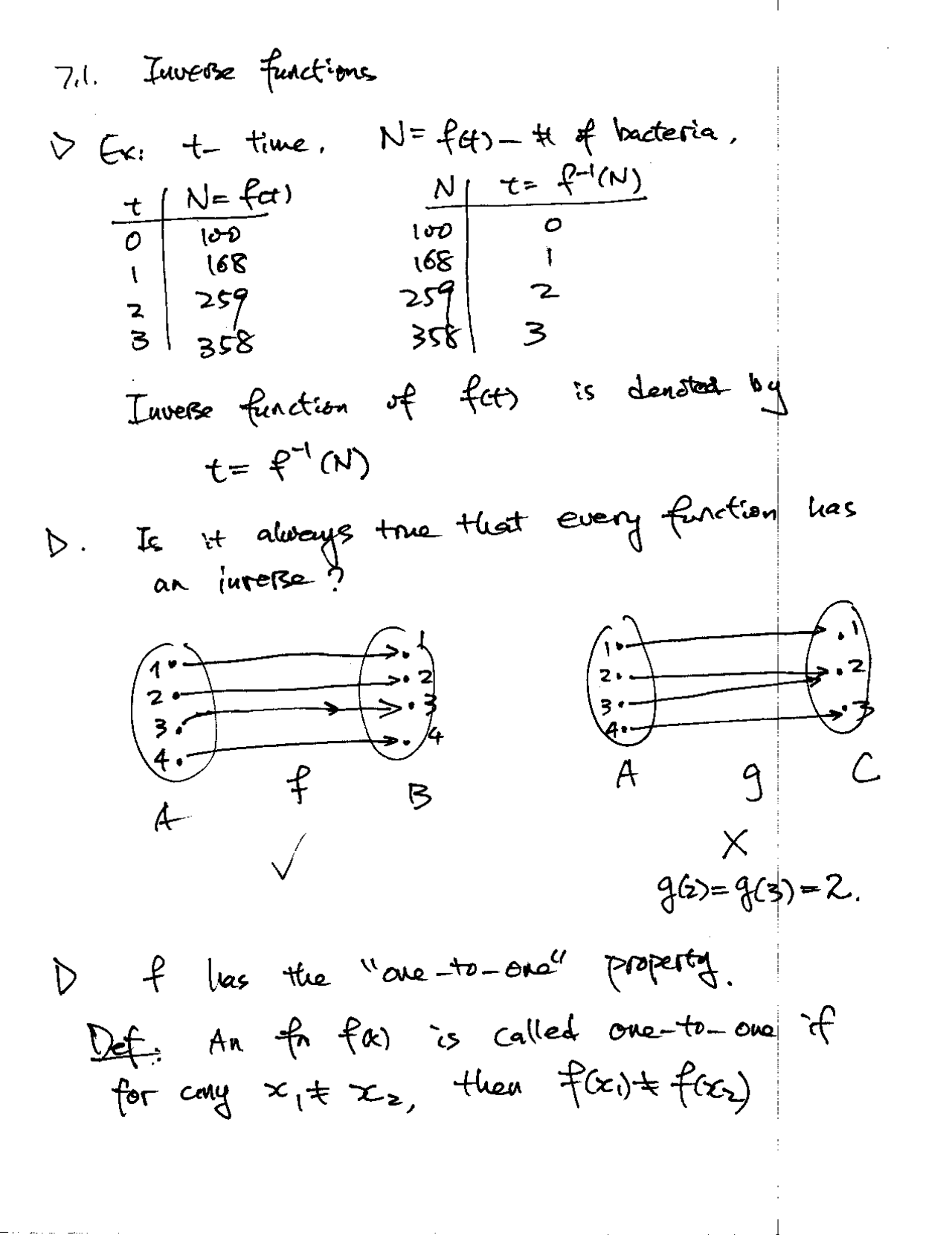 Handwritten Notes On Inverse Functions M 408k Docsity