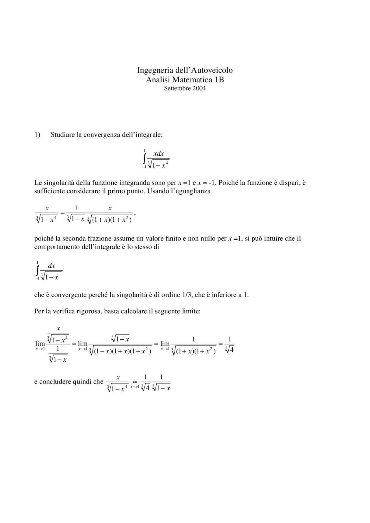 Analisi Matematica 1 Esercitazione Docsity