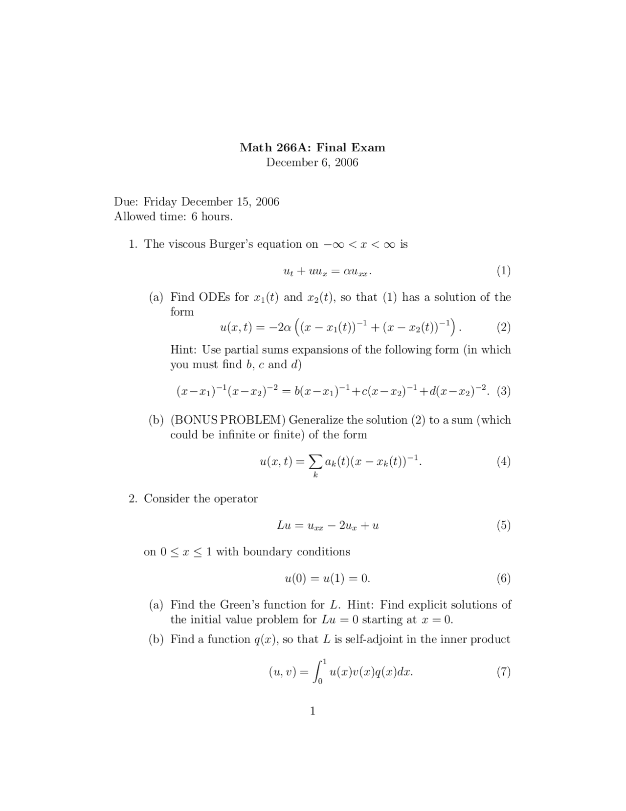 5 Questions For Final Exam Differential Equation Math 0266a Docsity