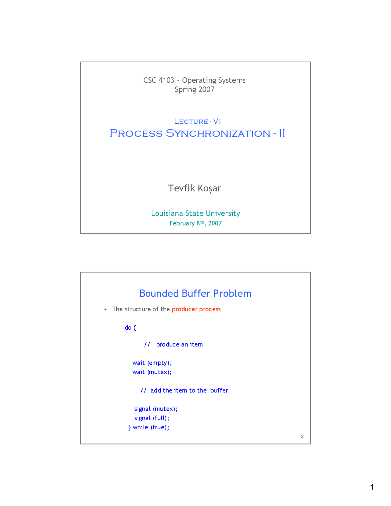 Process Synchronization Ii Lecture Slides Csc 4103 Docsity