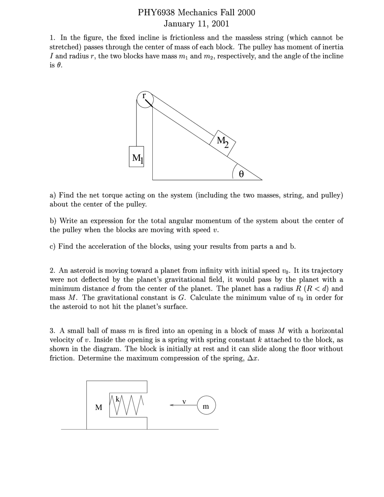 Exam Questions Graduate Problem Solving Phy 6938 Docsity
