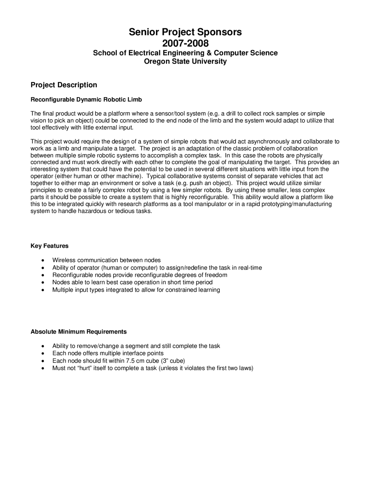Reconfigurable Dynamic Robotic Limb Engineering Design Project Ece