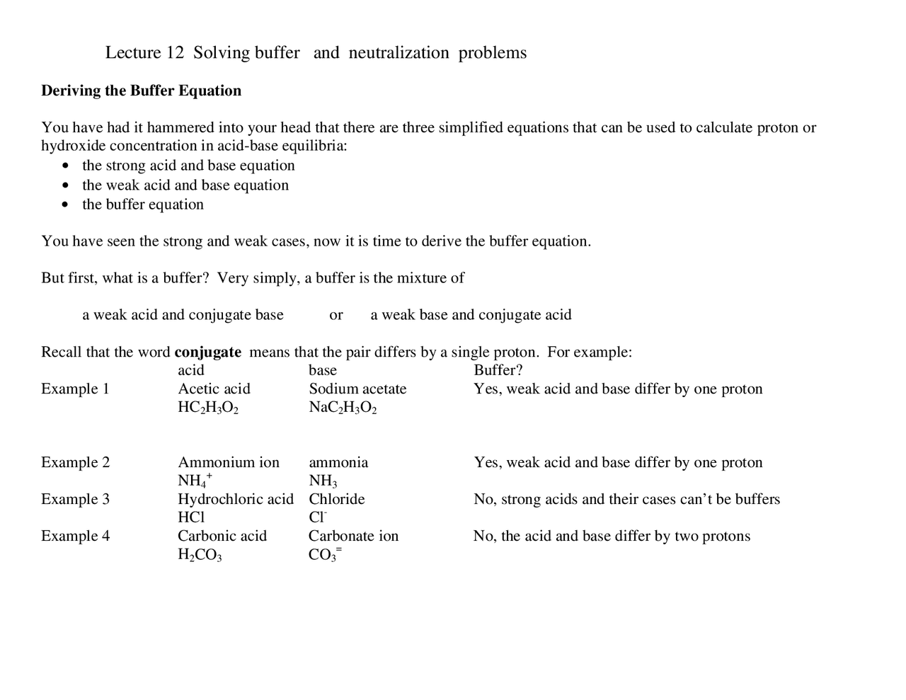 Solving Buffer And Neutralization Problems Principle Of Chemistry Ii Ch 302 Docsity