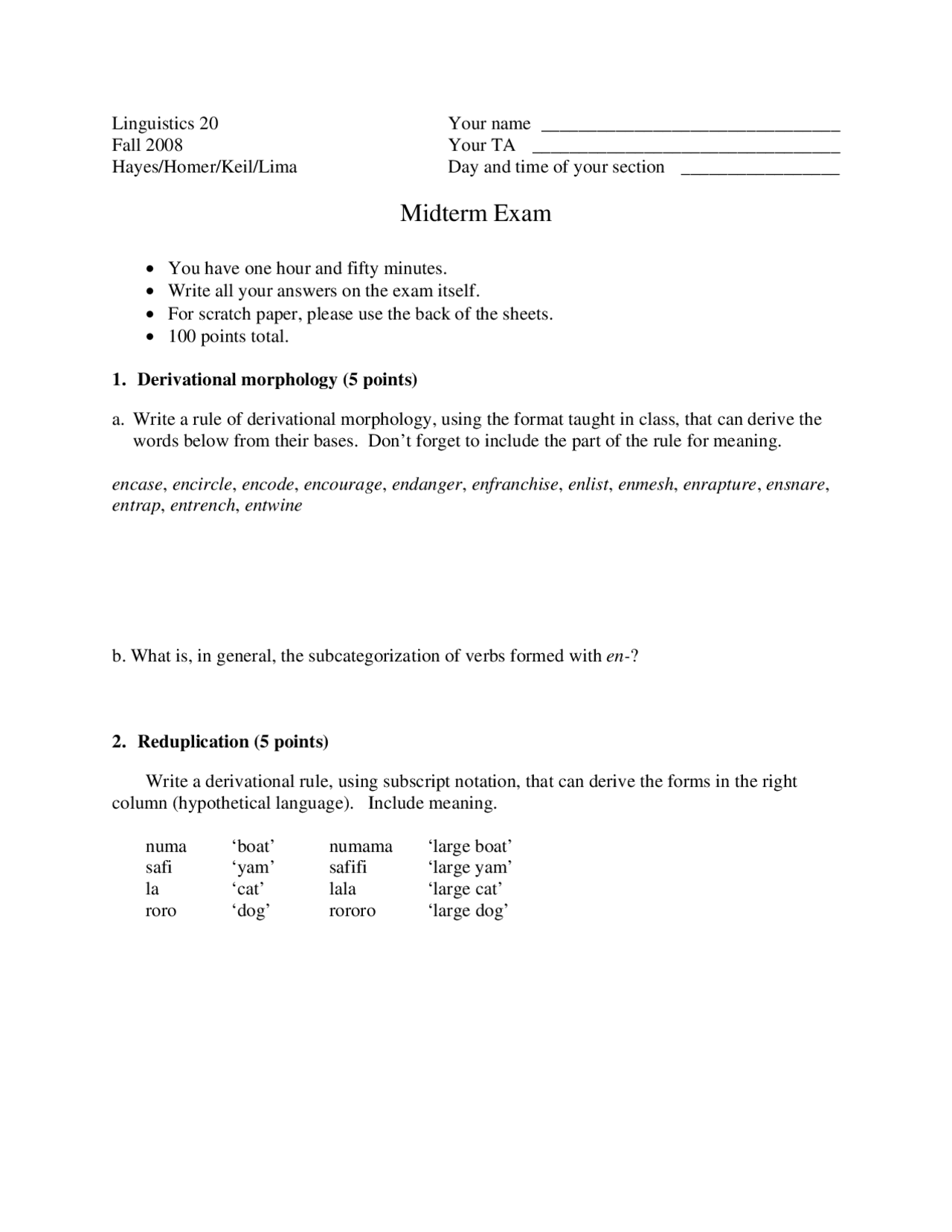 Midterm Exam with Questions - Literary Theory - Fall 2008 | GERMAN 0270 ...