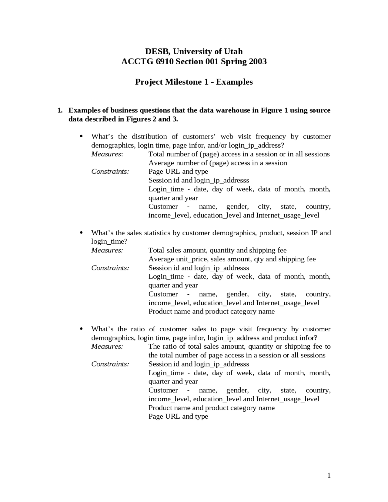 Project Milestone 1 Examples Financial Accounting I Acctg 6910