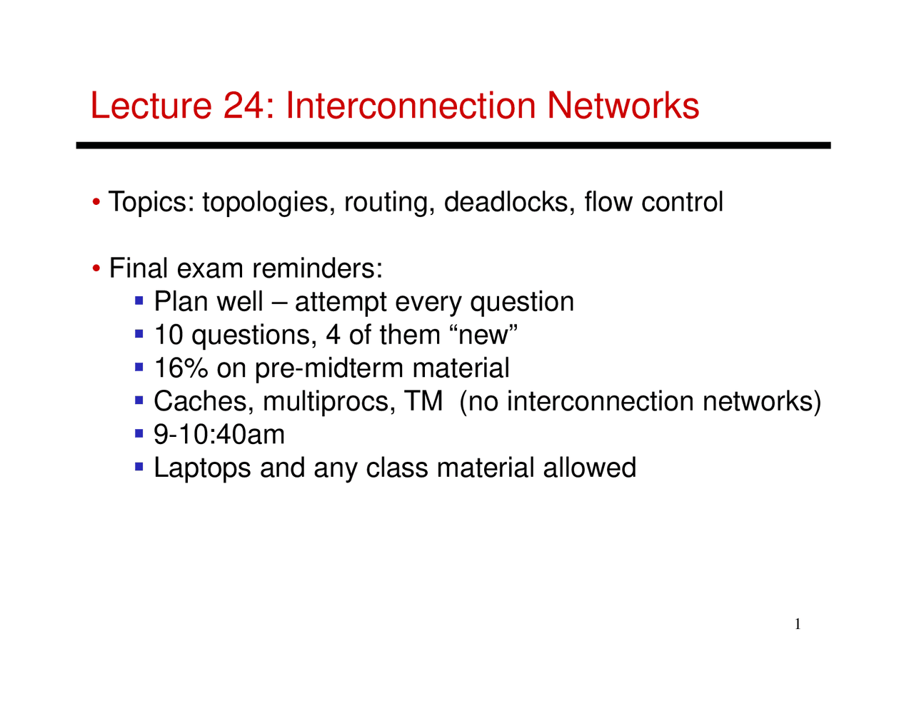 Interconnection Networks Topologies Routing Deadlocks Flow Control Cs 6810 Docsity
