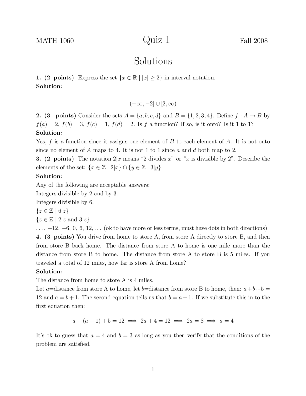 Solutions To Quiz 1 Trigonometry Math 1060 Docsity