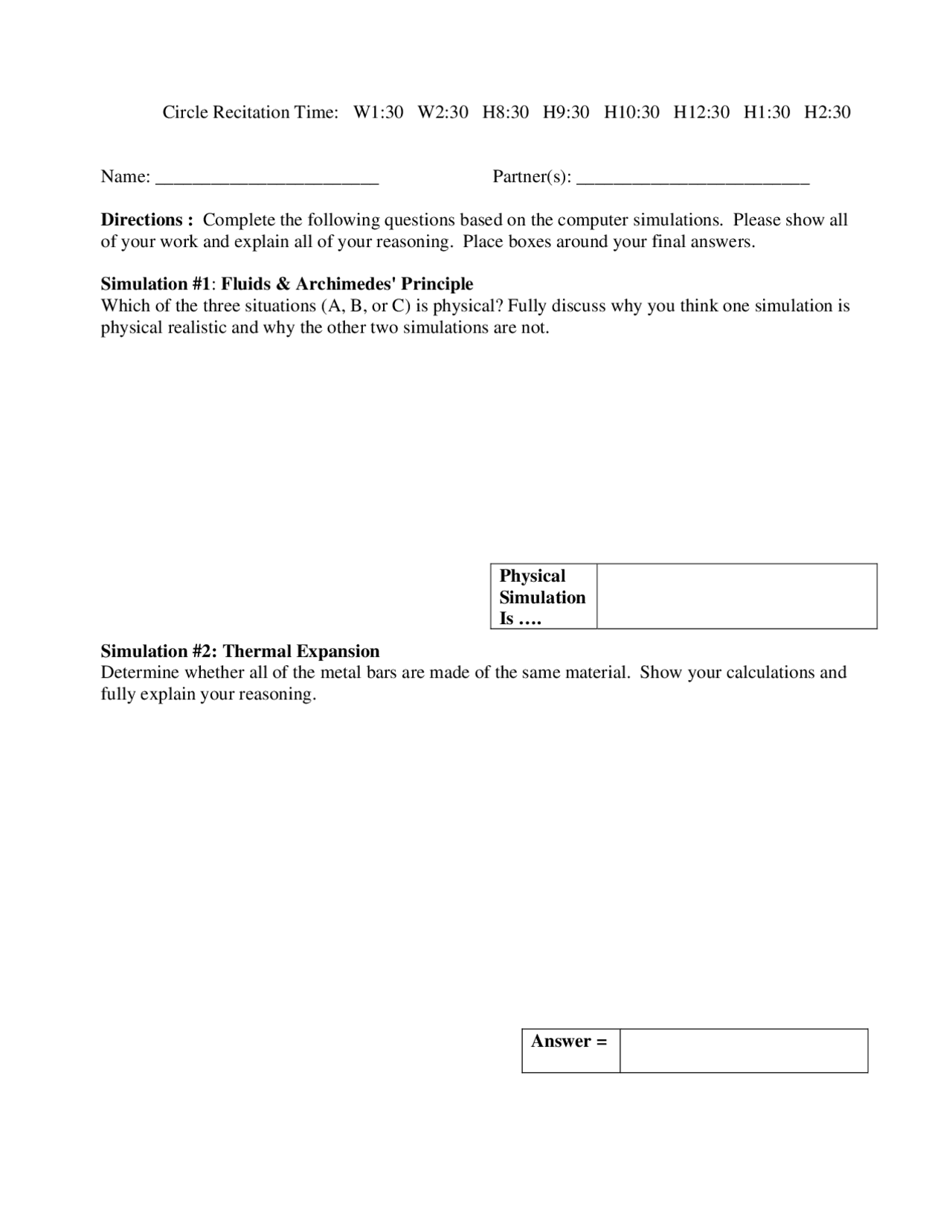 Fluids And Archimedes Principles Thermal Expansion Phys 151 Docsity