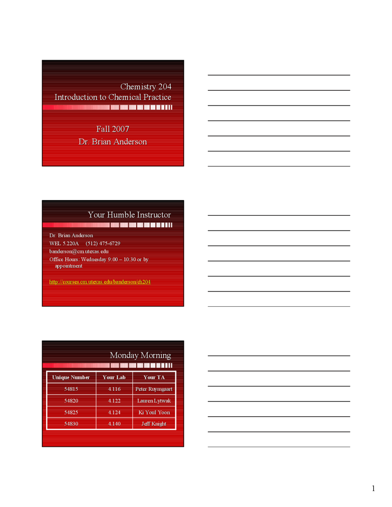 Chemistry 204: Introduction to Chemical Practice - Fall 2007 - Prof ...
