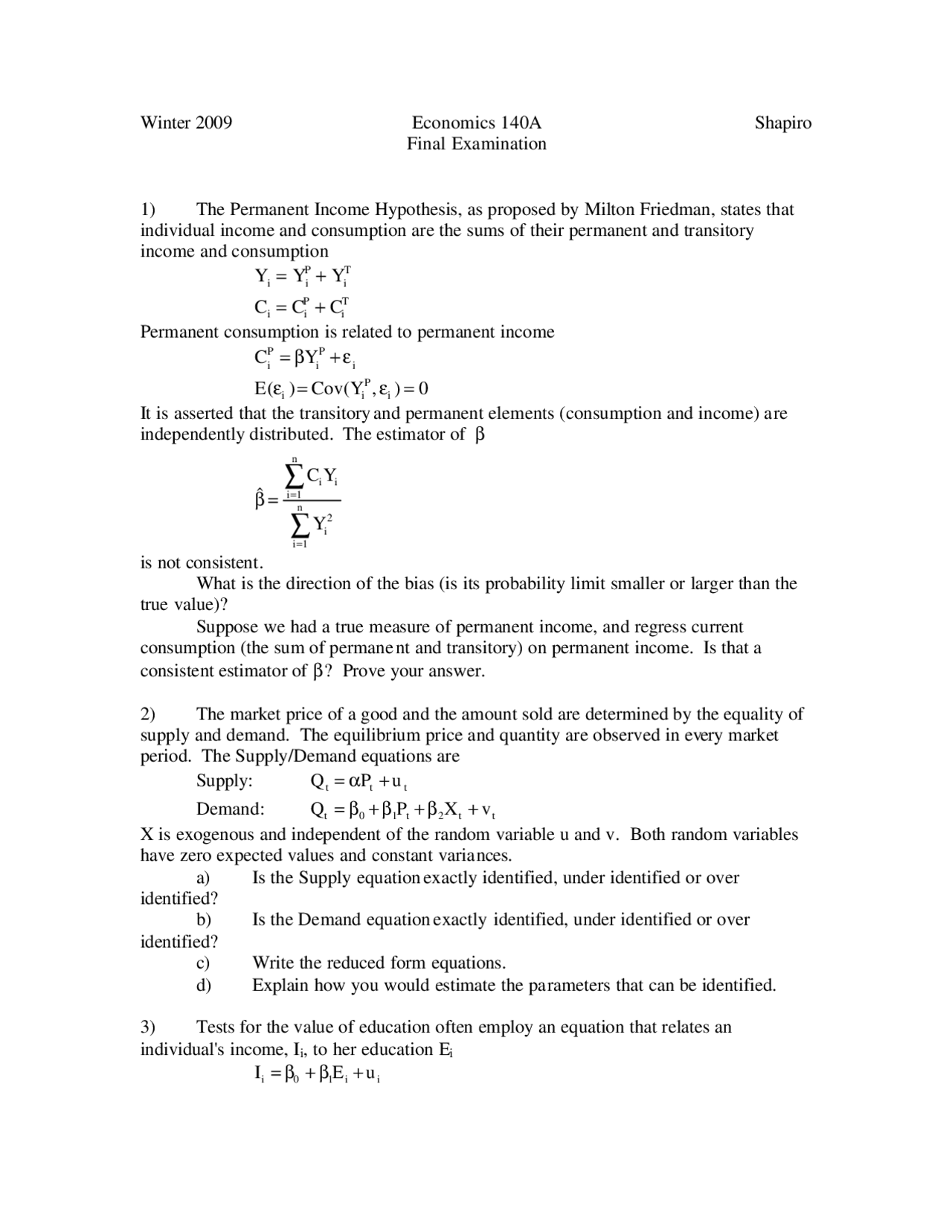 Past Final Examination Introduction To Music Mus A 140 Docsity