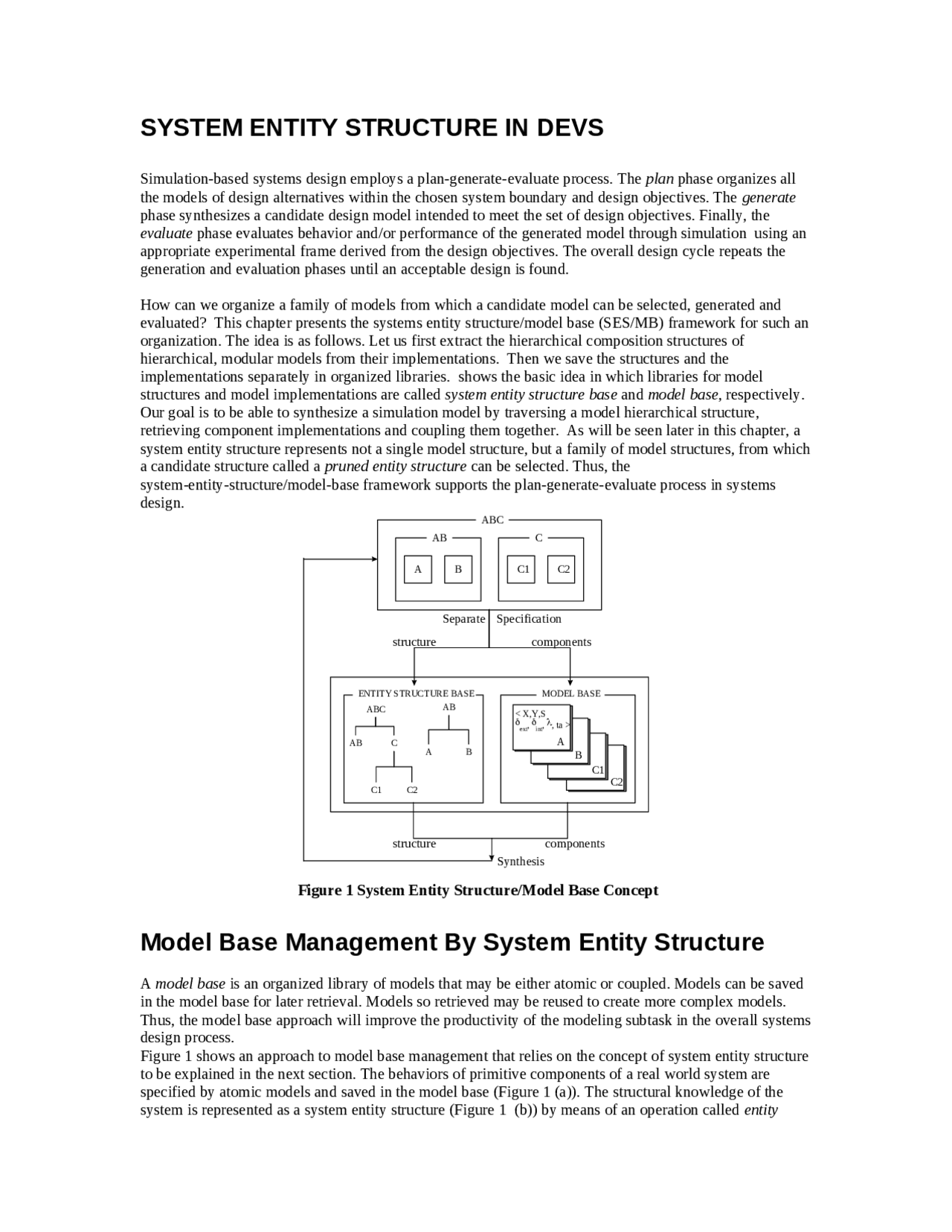 System Entity Structure in Devs - Lecture Notes | ECE 575 - Docsity