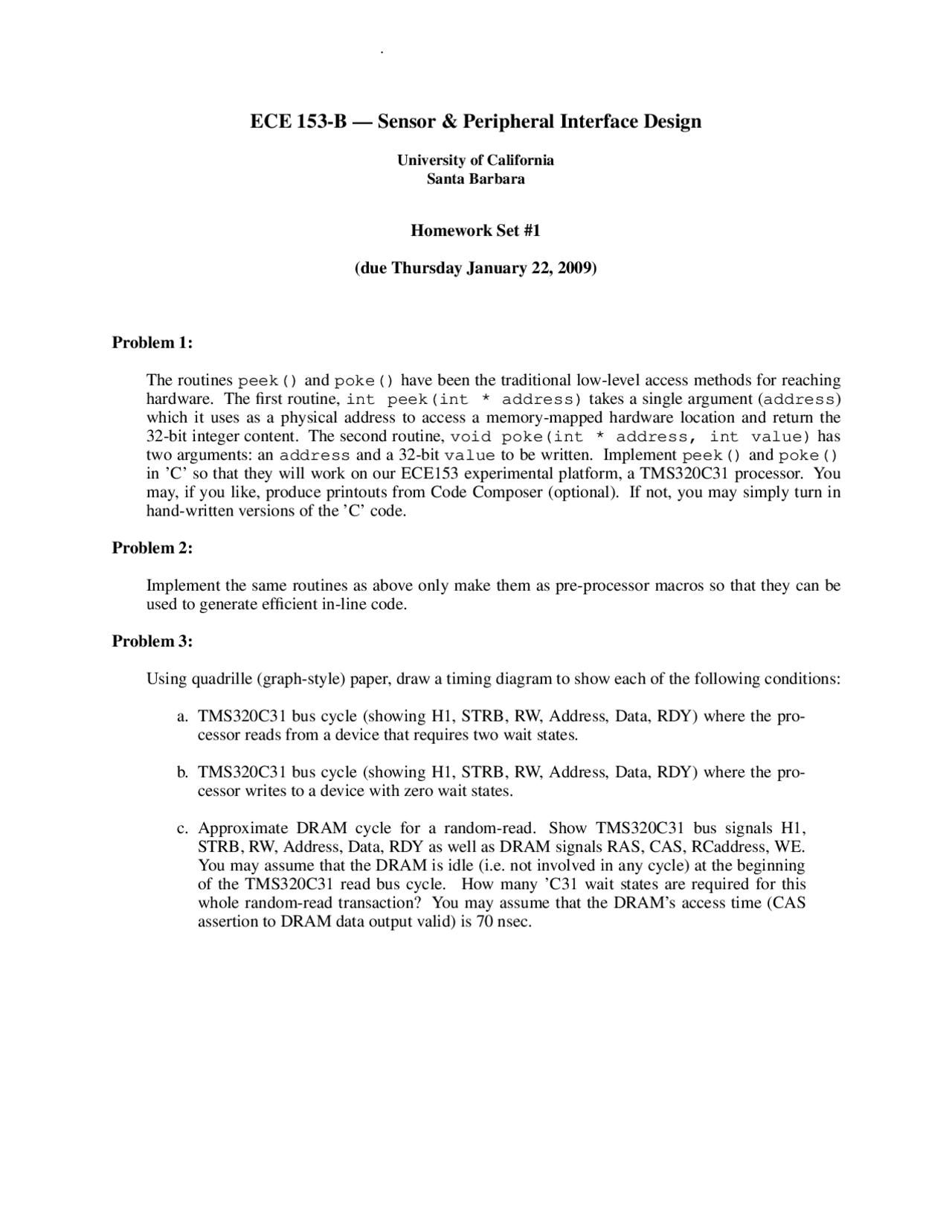 Sensor And Peripheral Interface Design Homework Set I Ch St 153