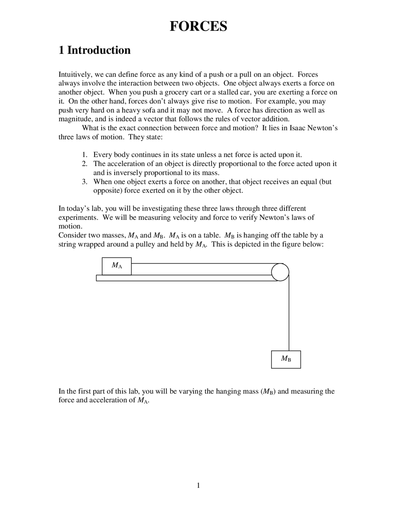 Laboratory - Forces - Introductory Physics I for Majors | PHYS 1205 ...