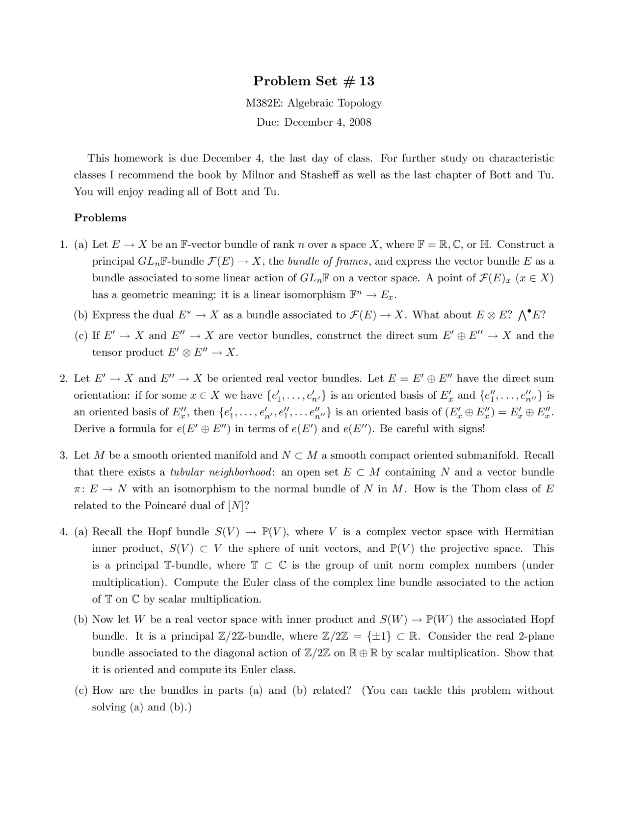 4 Problems On Algebraic Topology Assignment 13 M 382c Docsity
