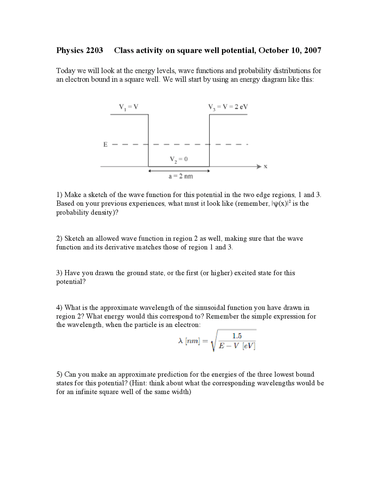 Introduction Modern Physics Assignment Questions Phys 2203 Docsity