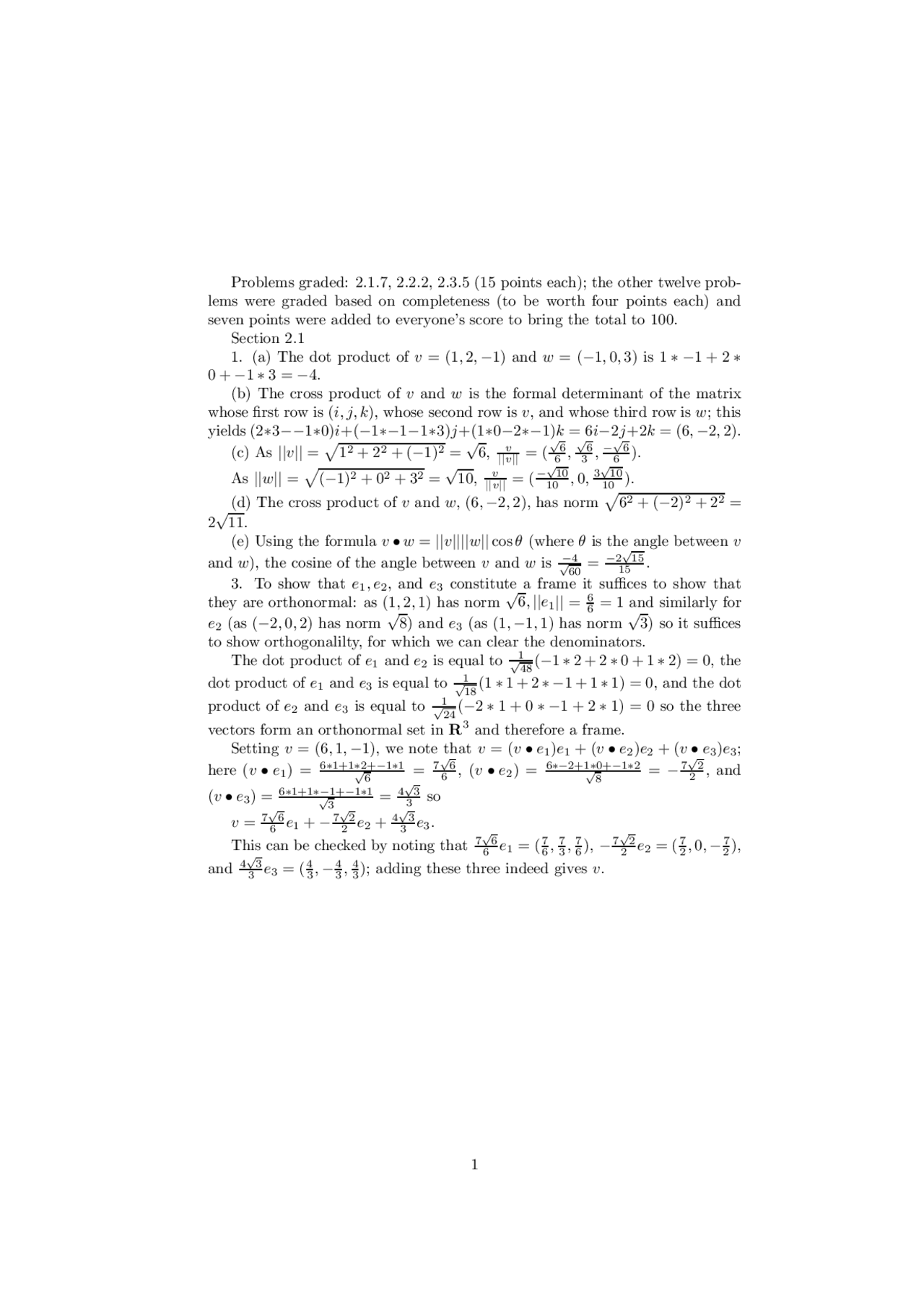 Problem Set 2 Solved Differential Geometry Math 120a Docsity