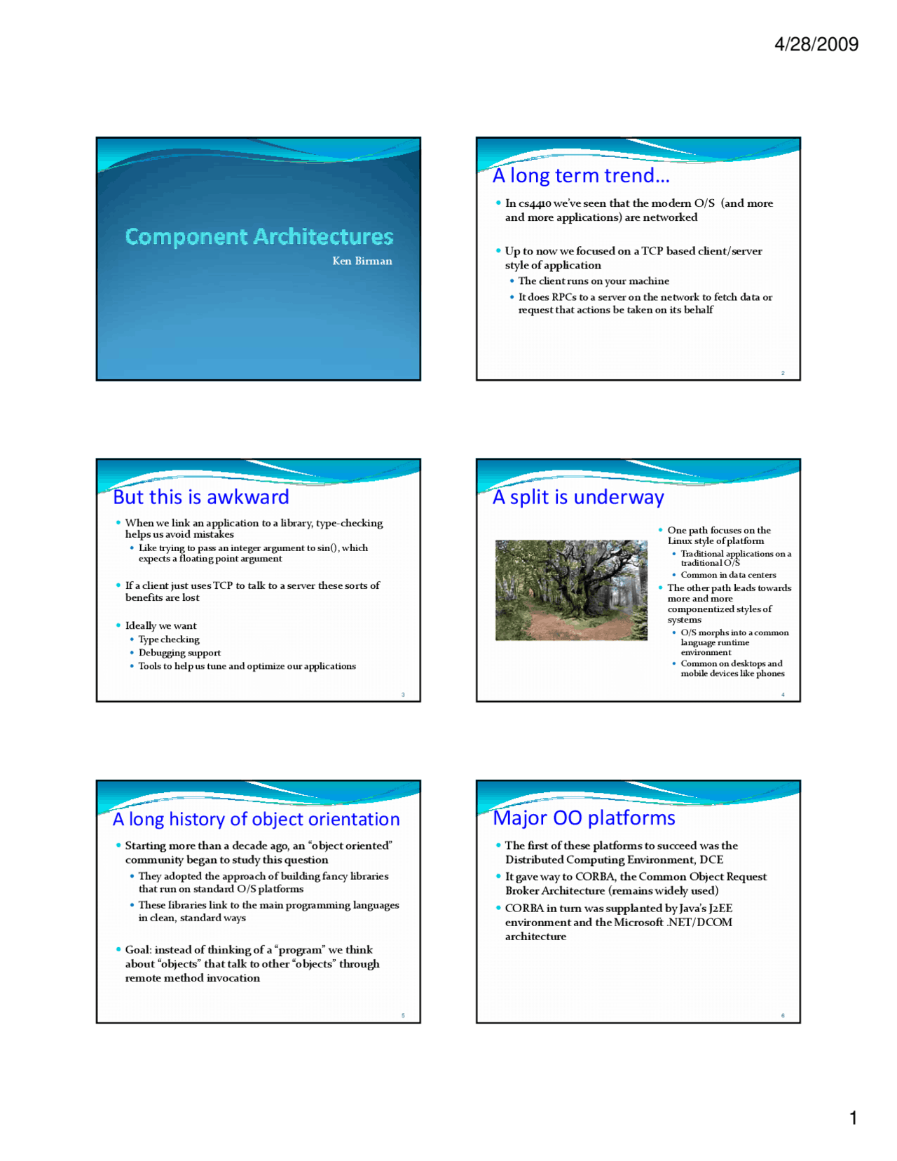 Component Architectures Lecture Slides Cs 4410 Docsity