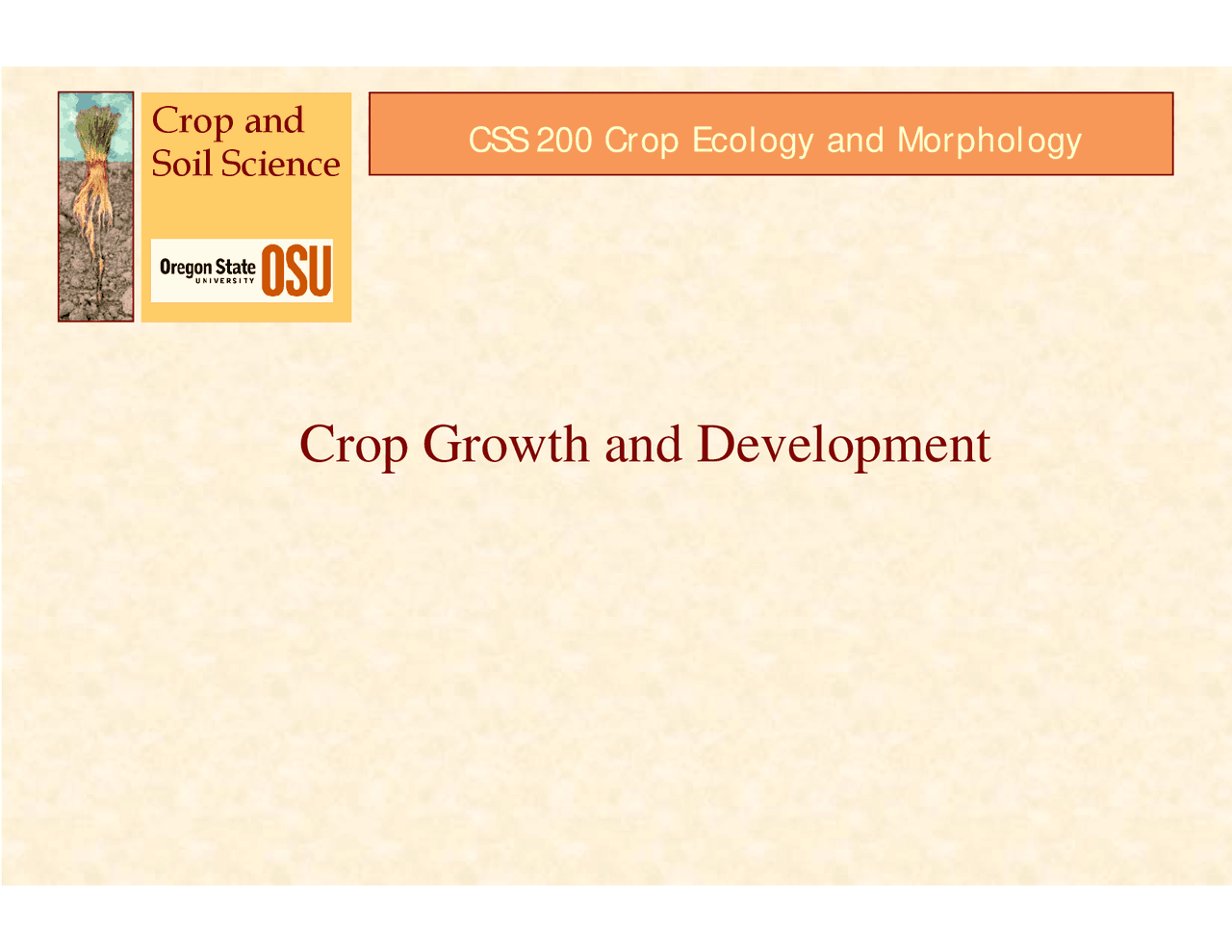 Crop Growth And Development Lecture Slides Css 200 Docsity