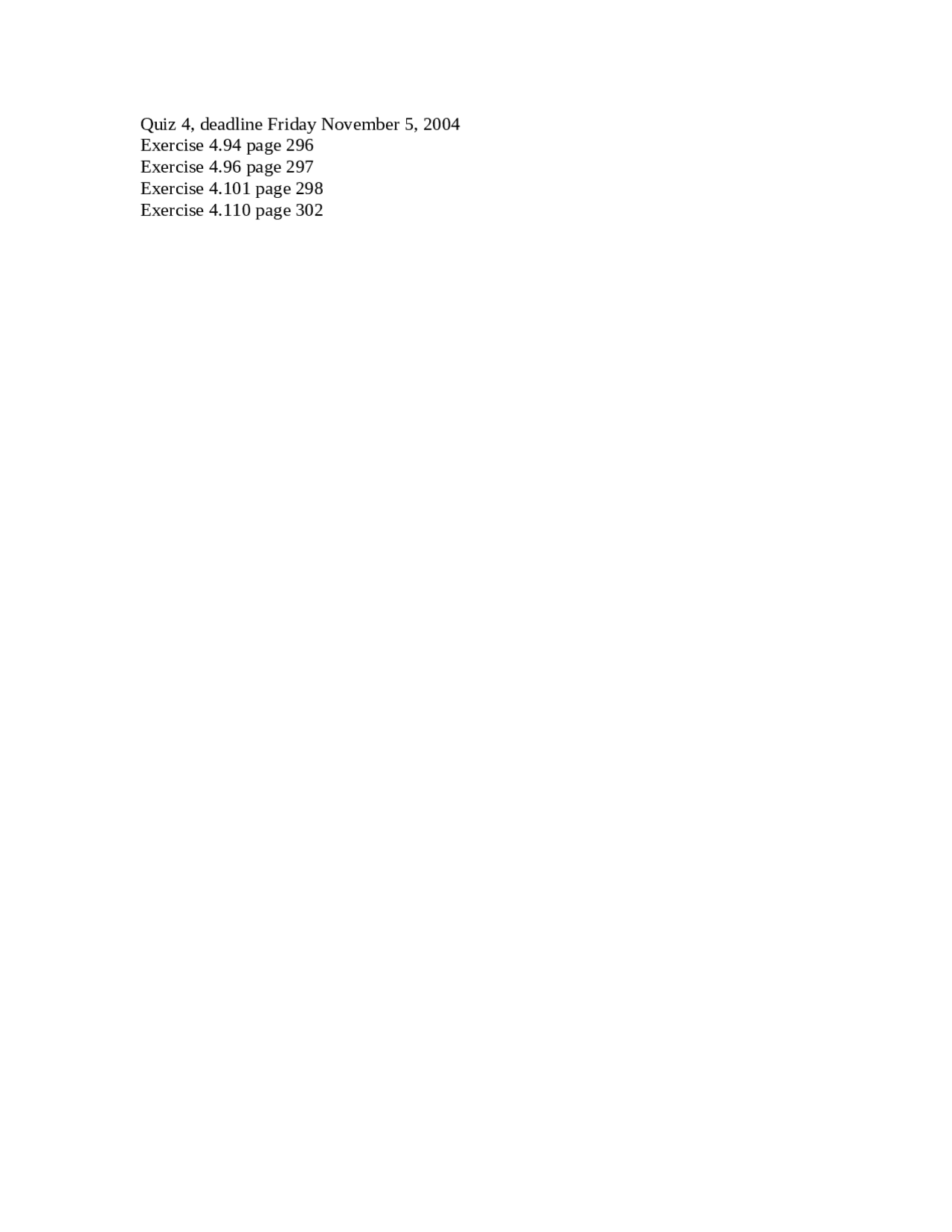 Introduction To Statistics Quiz 4 Fall 2004 Stat 201 Docsity
