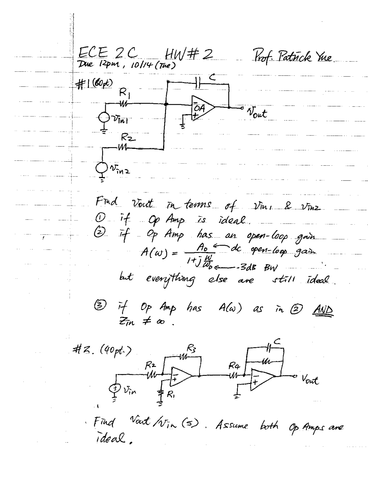 Circuits Devices And System Solutions To Homework 2 Ece 2c Docsity