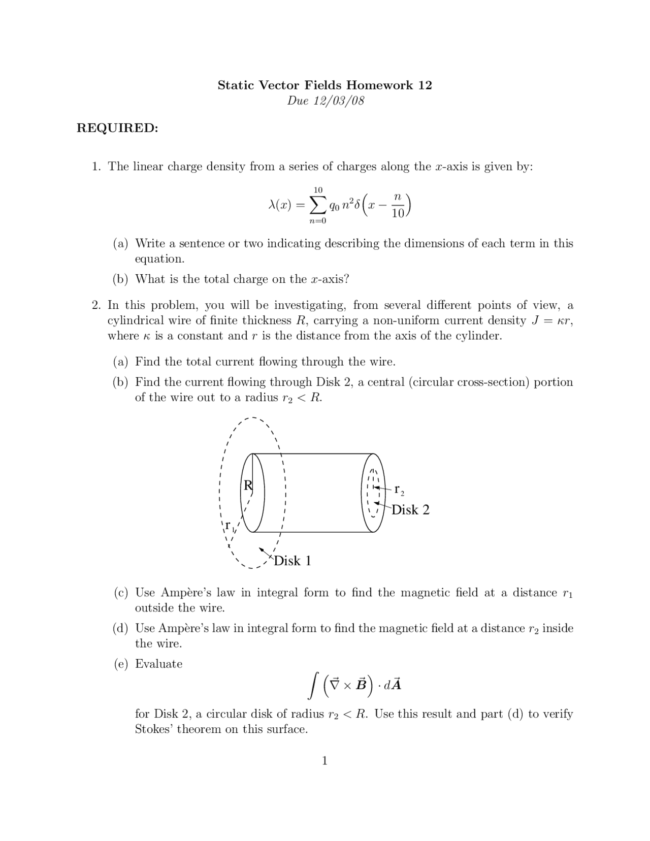 Paradigms In Physics Static Vector Fields Homework 12 Ph 422