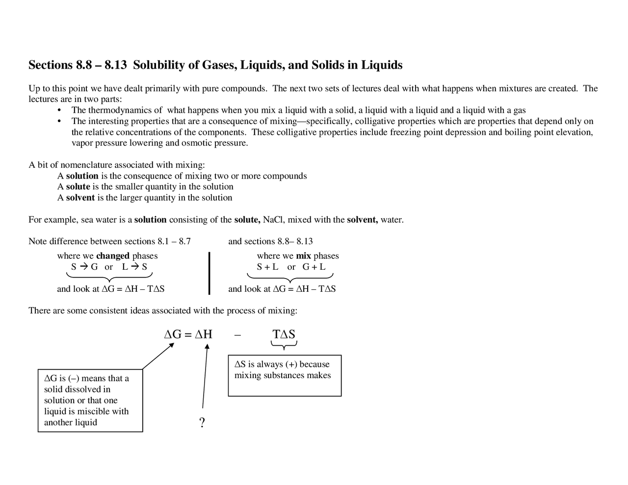 Mixing and Solubility: Properties of Solutions and Colligative ...