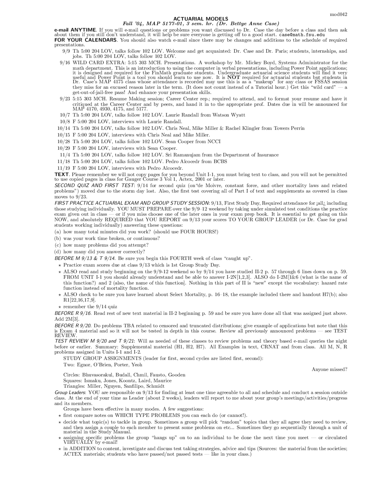 Study Guide for Exam - Actuarial Models | MAP 5177 - Docsity
