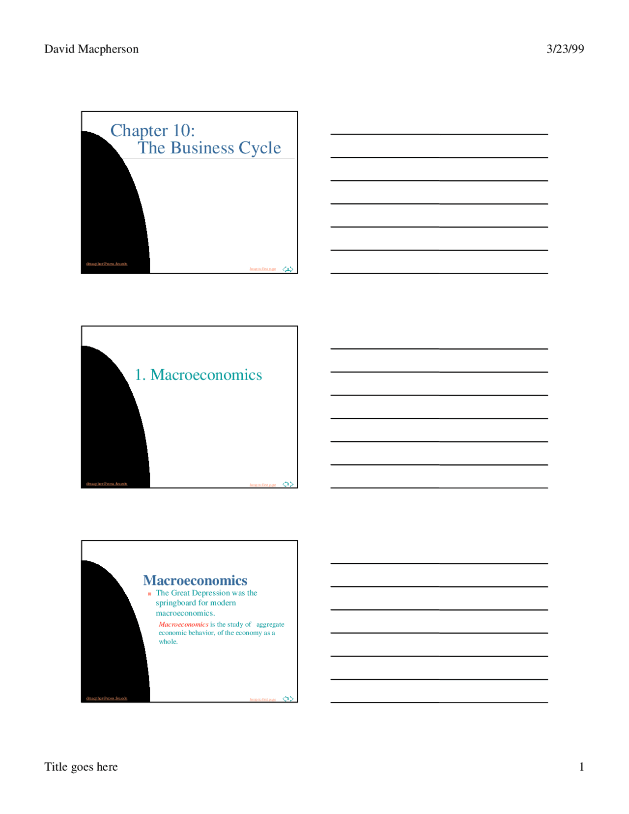 The Business Cycle Lecture Slides Eco 2000 Docsity
