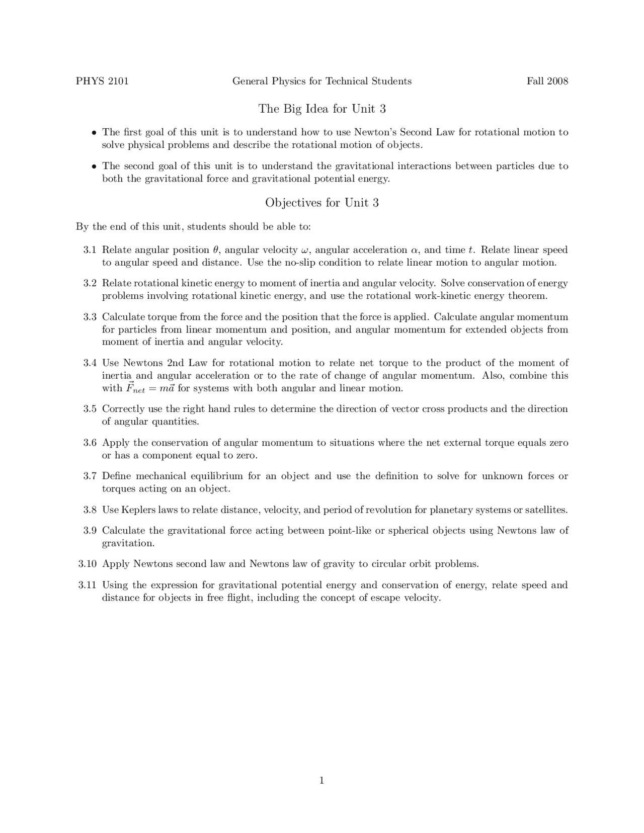 General Physics for Technical Students - Lecture Notes | PHYS 2101 ...