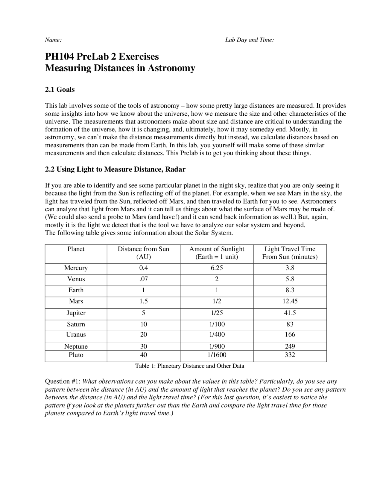 Lecture Notes On Measuring Distances In Astronomy Laboratory 2 Ph