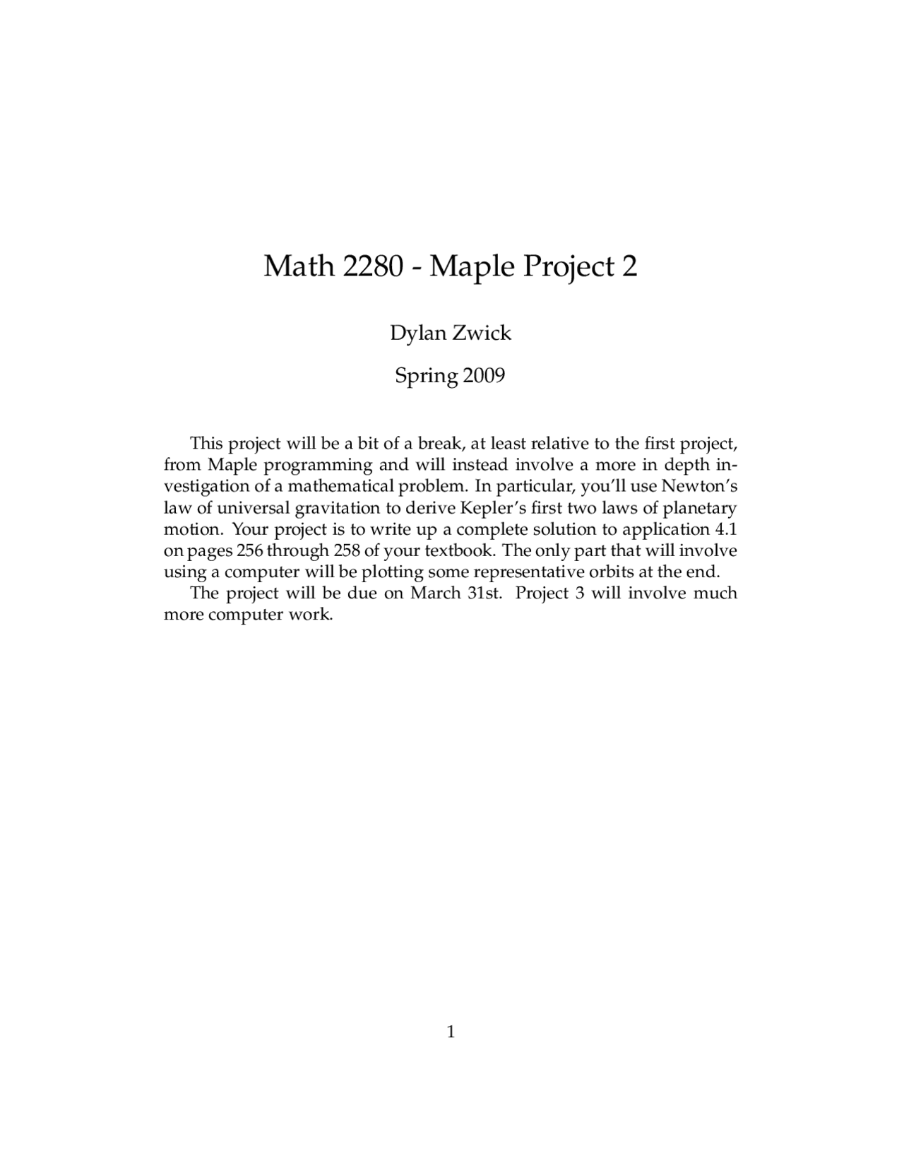 Maple Project 2 Ordinary Differential Equations Math 2280 Docsity