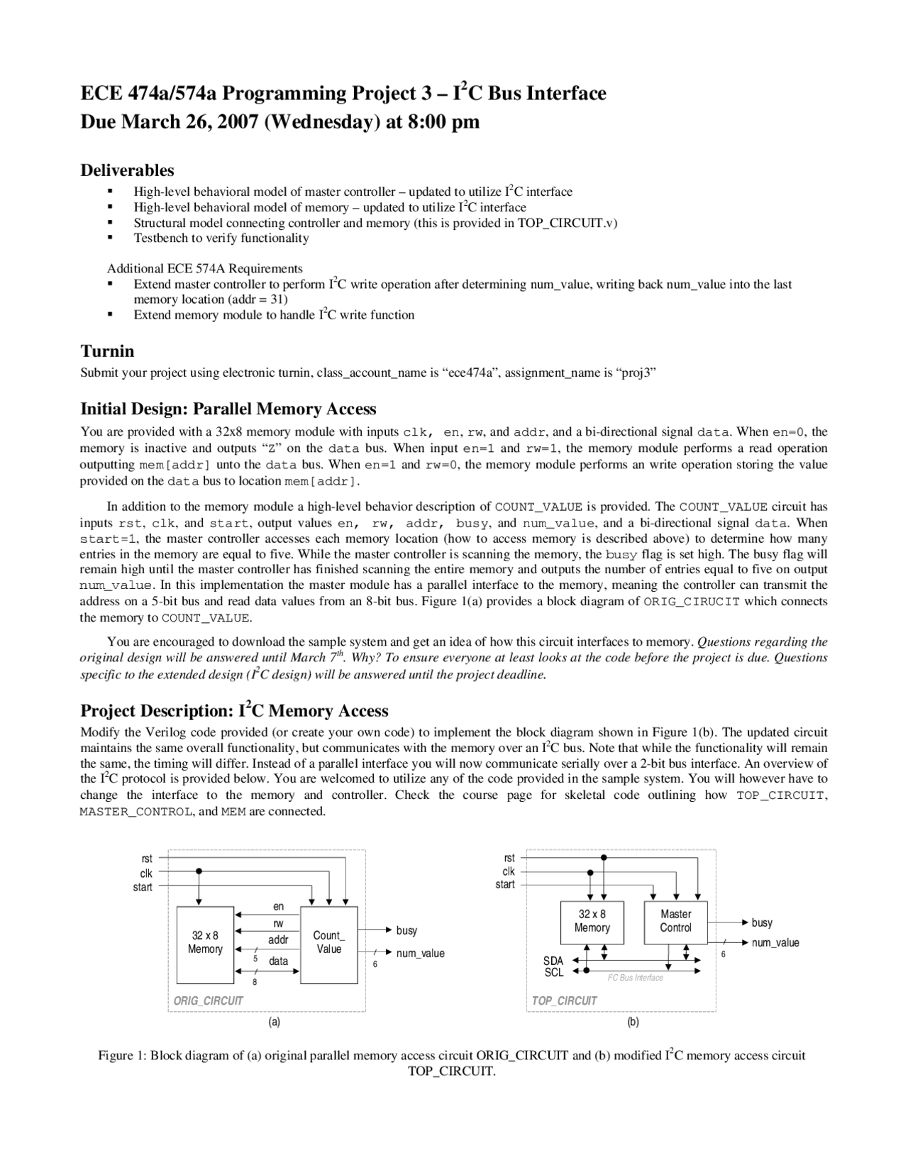 Programming Project Bus Interface Computer Aided Logic Design Ece 474a Docsity