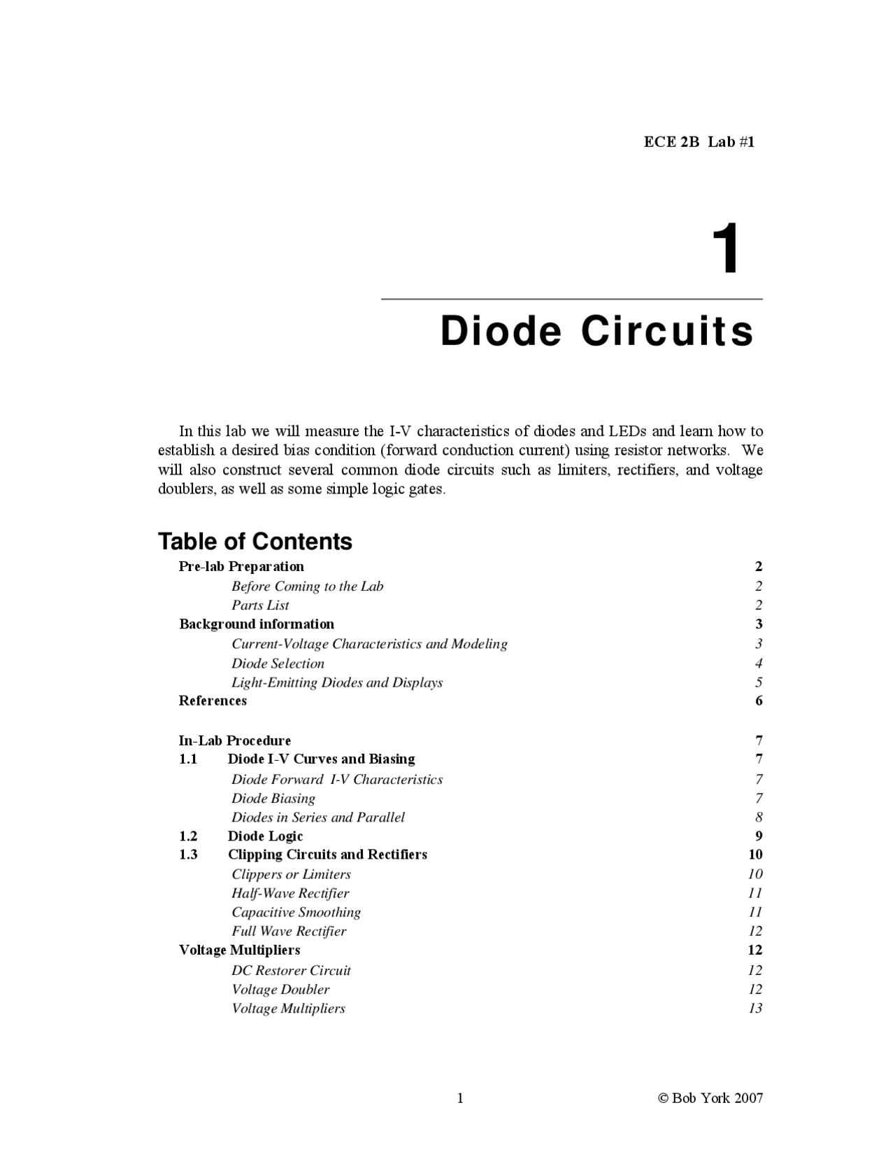 Laboratory 1 Diode Circuits World History Hist 2b Docsity